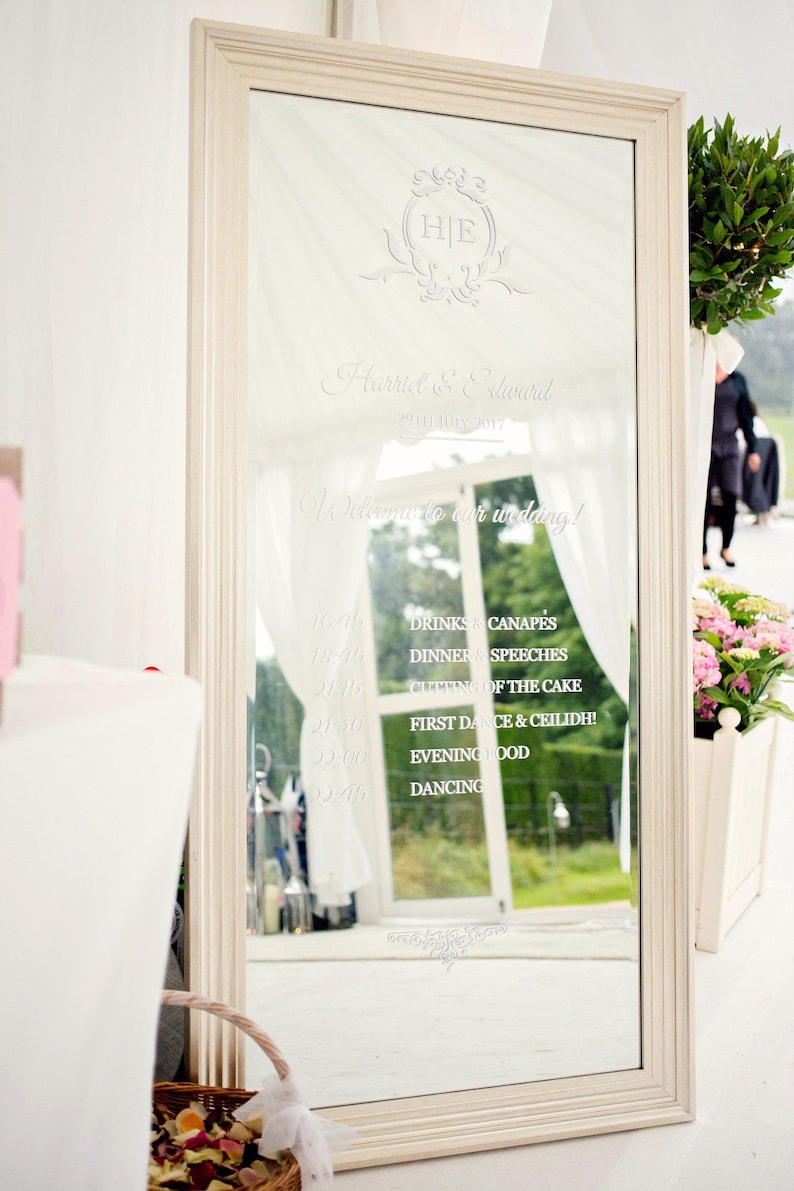 Order of the Day Mirror Wedding Sign DIY Easy With Vinyl | Etsy