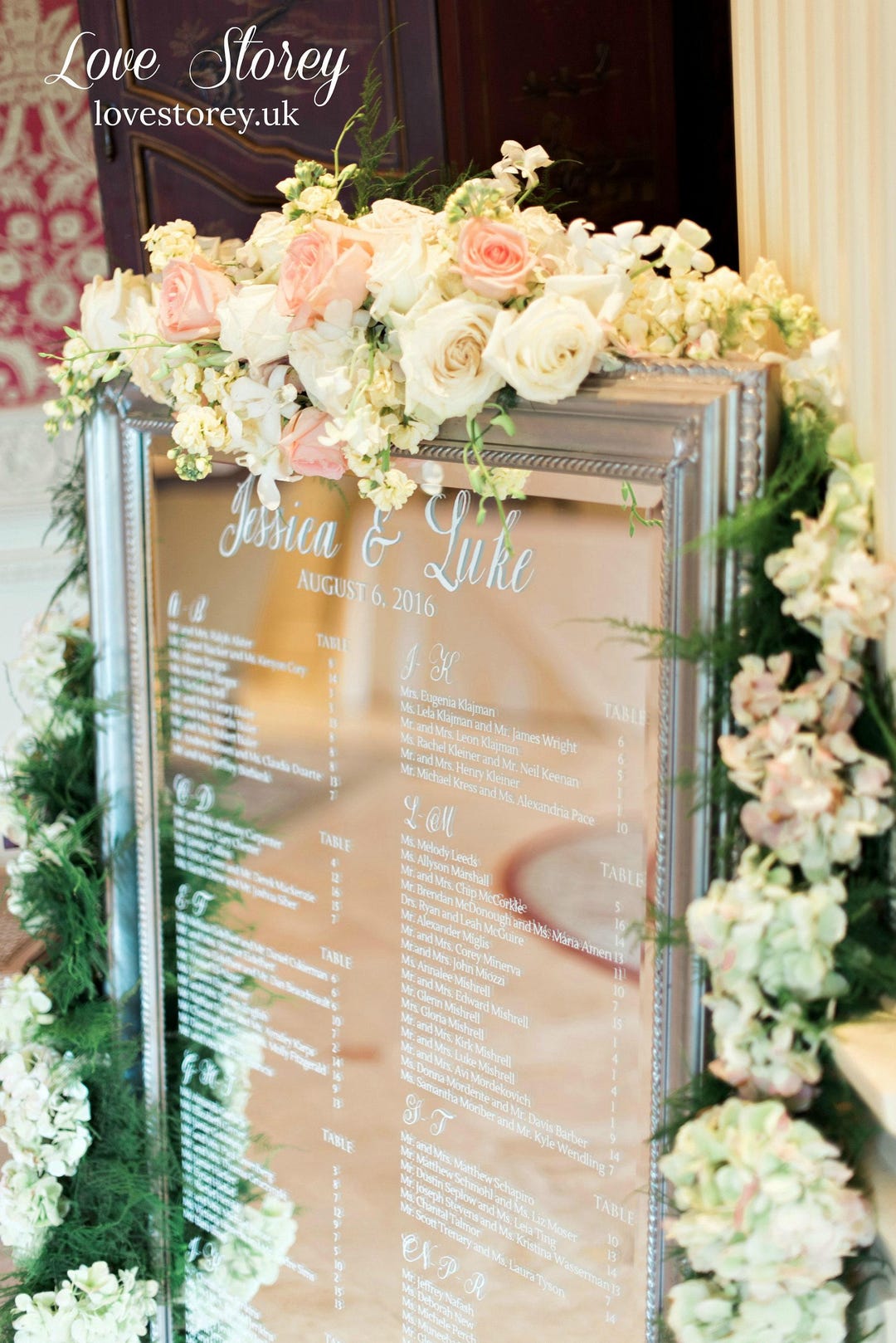 Wedding Mirror Table Plan - Alphabetical Seating Chart With Custom ...
