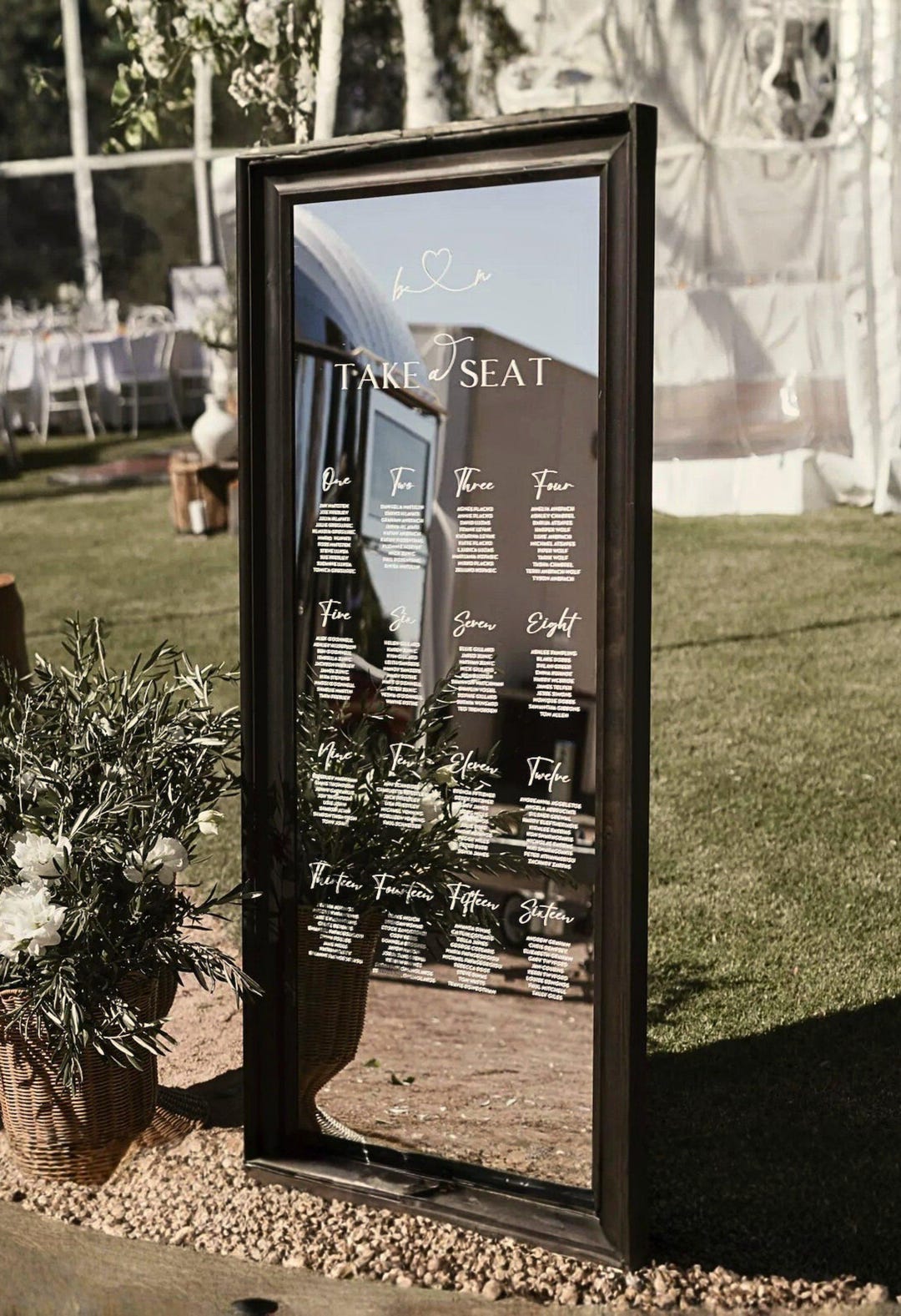 Personalised Wedding Seating Chart - Mirror Table Plan With Vinyl ...