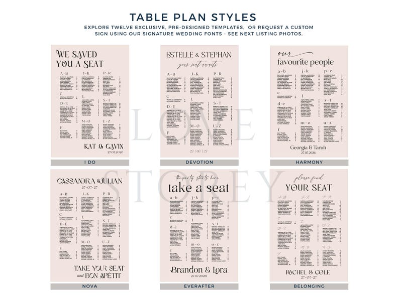 Personalised Vinyl Decals for Mirror & Acrylic Wedding Seating Plan ...