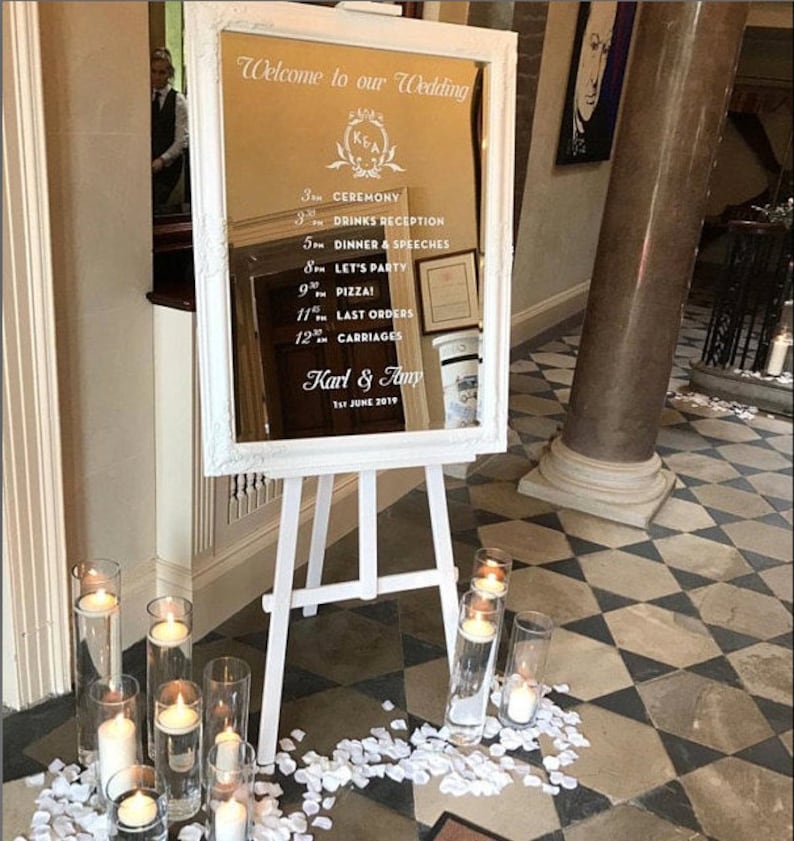 Order of the Day Mirror Wedding Sign DIY Easy With Vinyl | Etsy