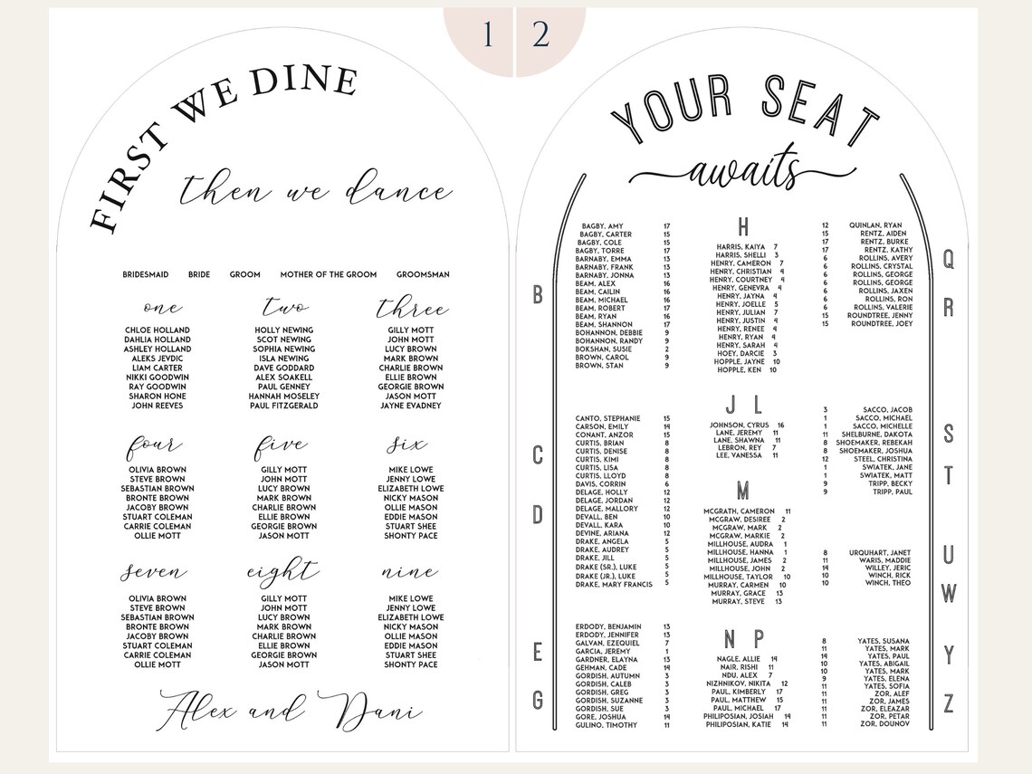 ARCH Seating Chart ARCH Table Plan 4 Pre-designed - Etsy UK