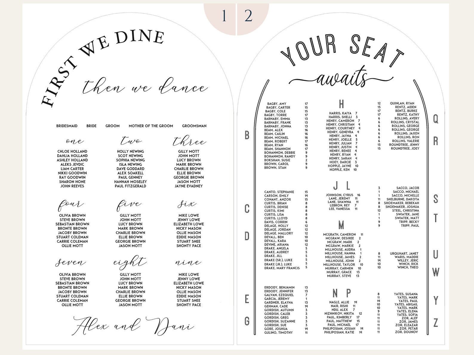 ARCH Seating Chart ARCH Table Plan 4 Pre-designed - Etsy UK