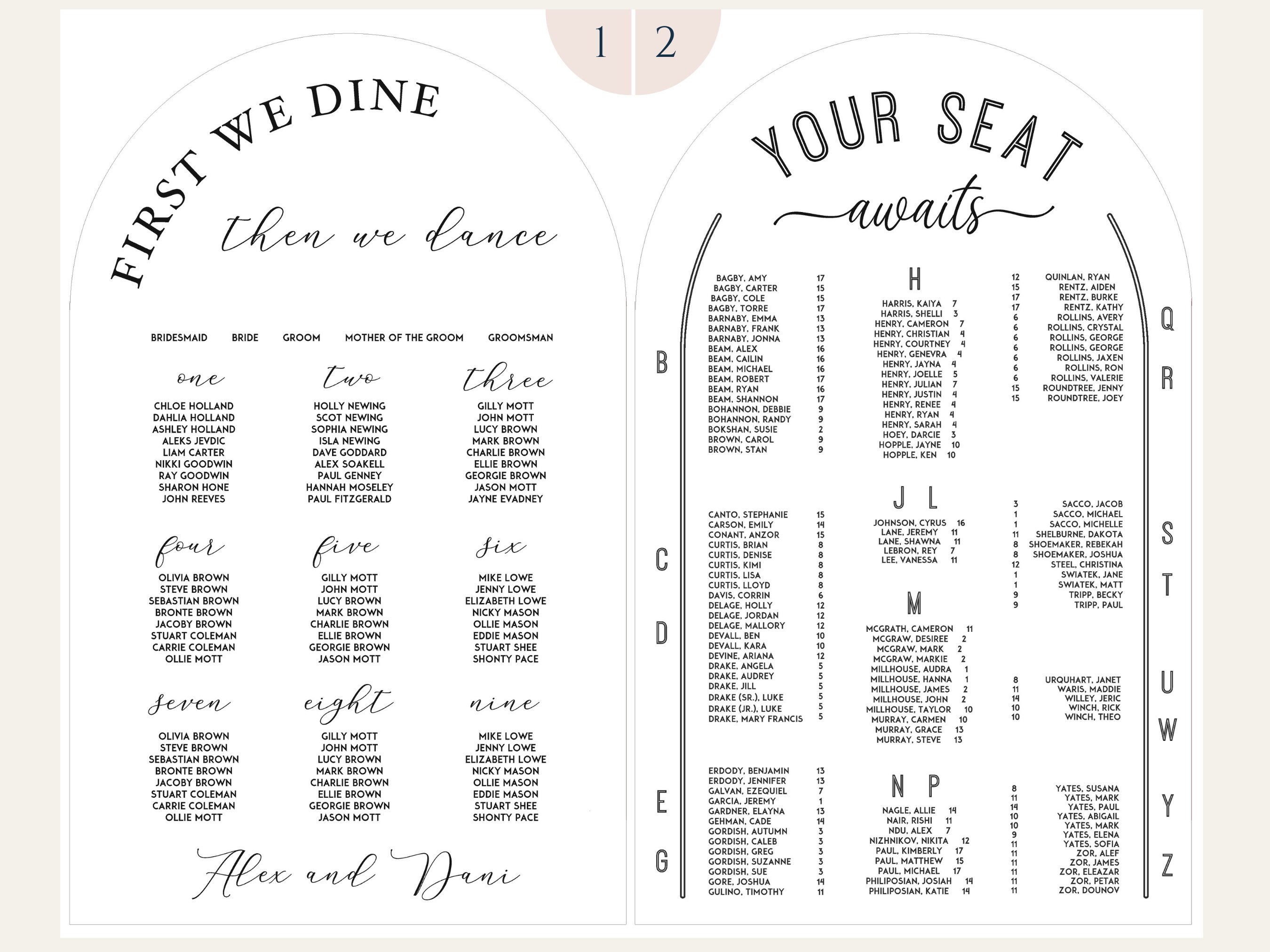 ARCH Seating Chart ARCH Table Plan 4 Pre-designed - Etsy UK