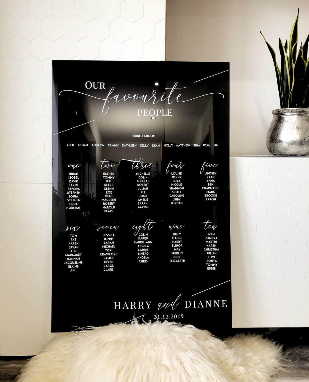 Black Acrylic Seating Chart • A2, A1, A0 • Wedding Acrylic Chart ...