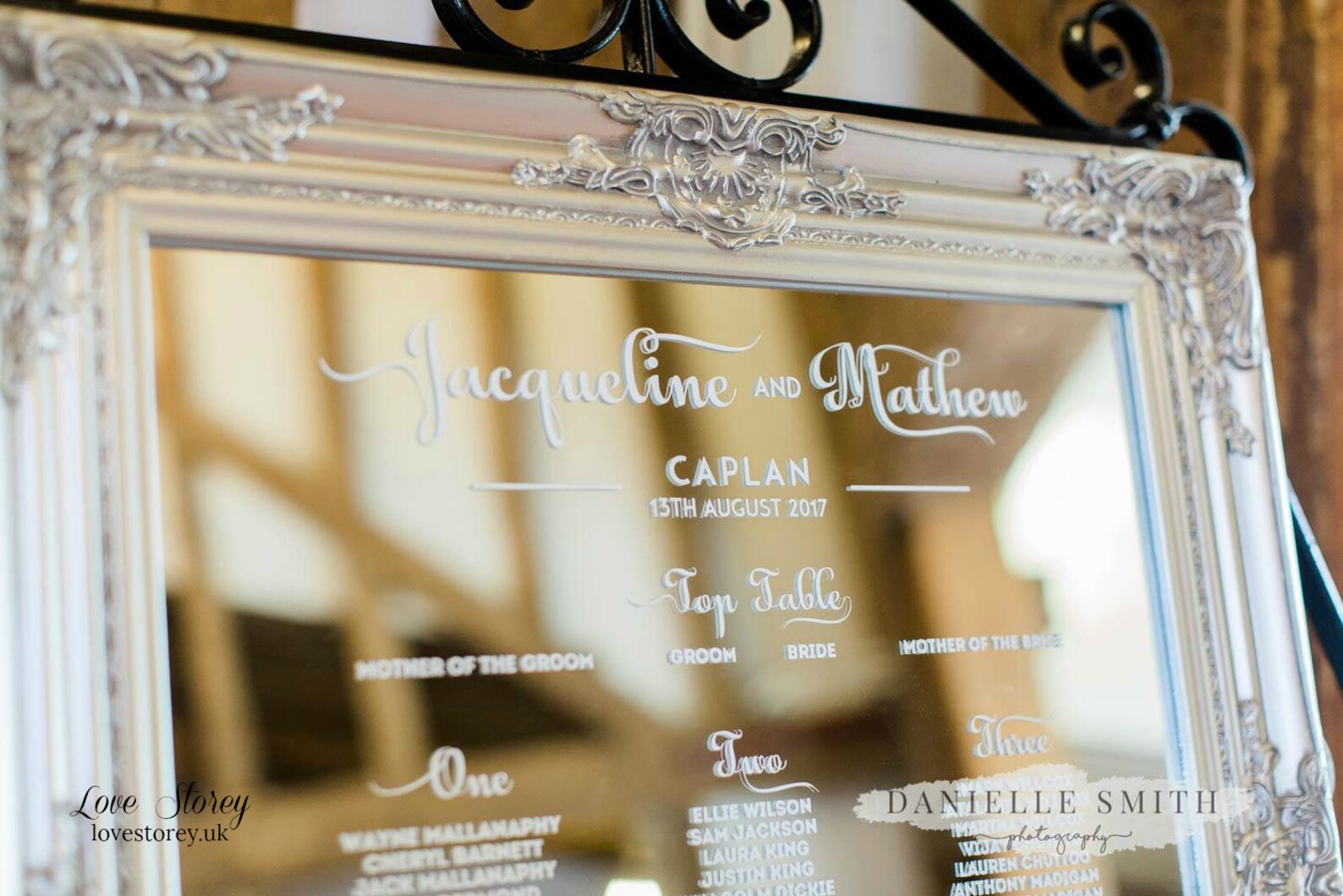 Mirror Wedding Table Plan With Modern Calligraphy Fonts Vinyl Stickers ...