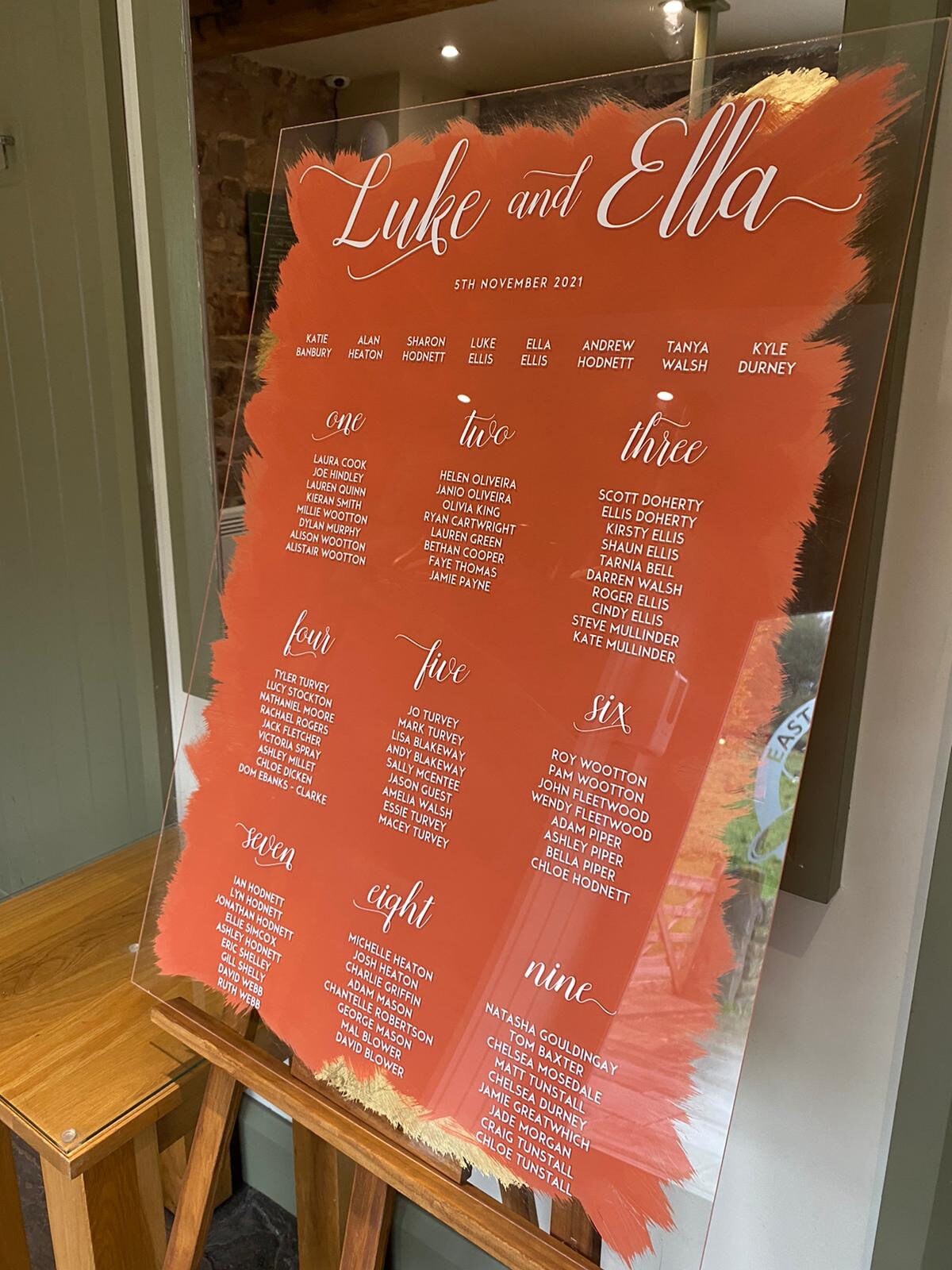 Acrylic Wedding Seating Chart A2 A1 or A0 Seating Sign - Etsy UK
