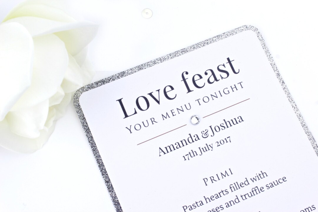 Luxury Silver Glitter Wedding Menu / Food Card Menus 20 - Etsy UK