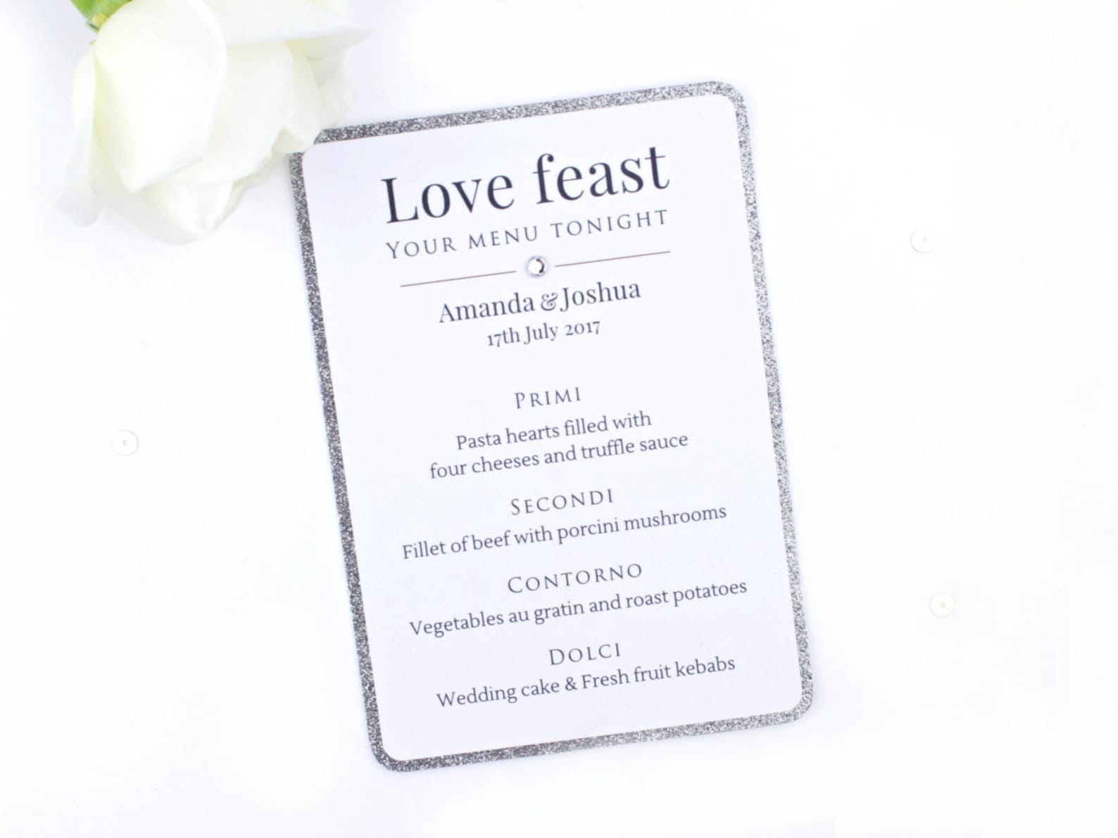 Luxury Silver Glitter Wedding Menu / Food Card Menus 20 - Etsy UK