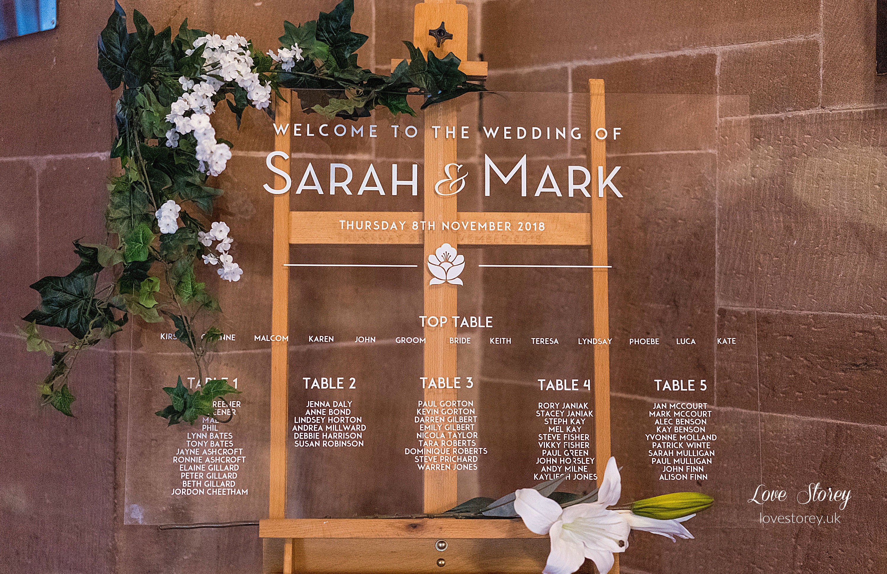 Acrylic Wedding Seating Plan • Table Plan • Seating Chart • A2, A1 or ...