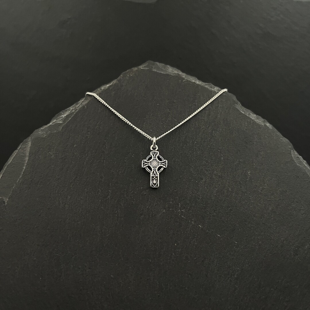 Small Breton Silver Celtic Cross Necklace Sterling Silver Cross Pendant ...