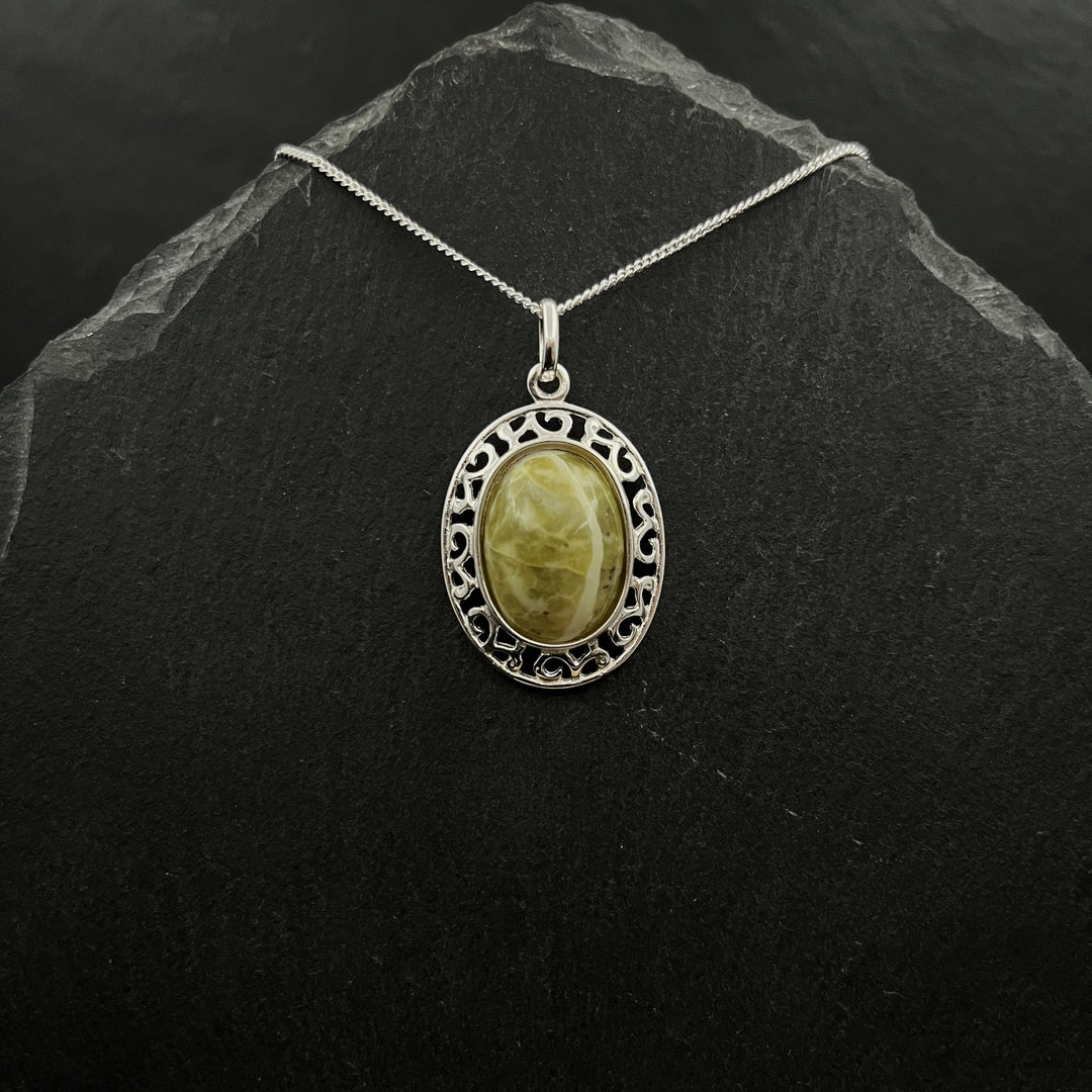 Victorian Isle of Skye Marble Necklace Sterling Silver. Scottish ...