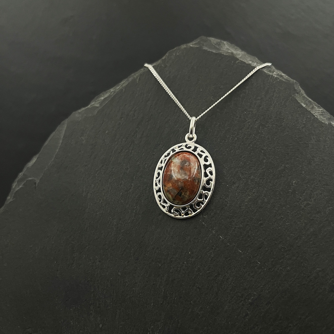 Red Lewisian Gneiss Necklace Sterling Silver Outlander Jewelry ...