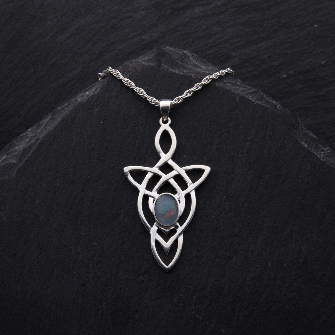 Celtic Trinity Love Knot Mother of Pearl Necklace Sterling | Etsy