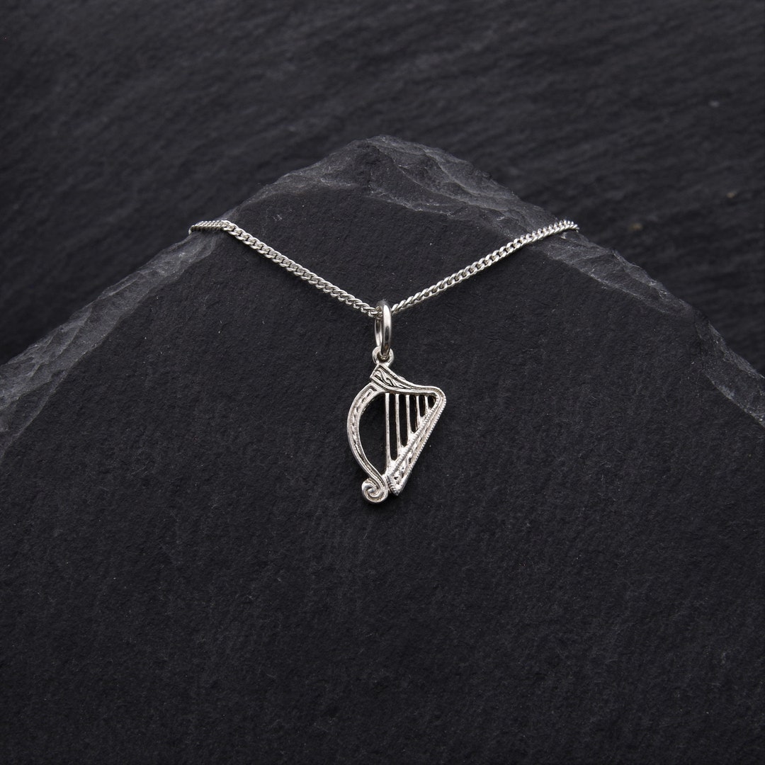 Sterling Silver Celtic Harp Necklace: Scottish Music Jewelry, Teacher ...