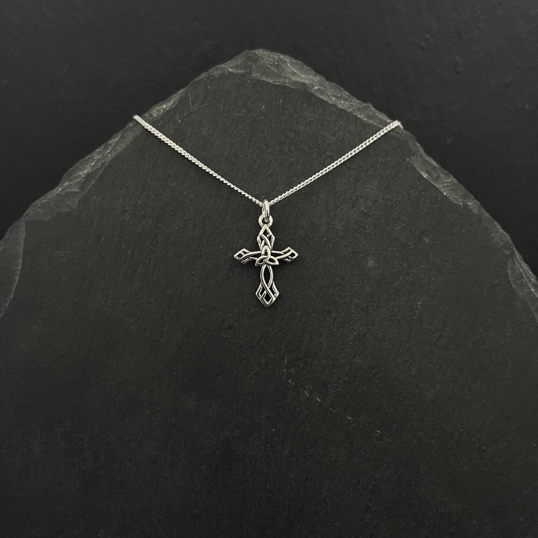 Celtic Trinity Cross Necklace Sterling Silver Men Jewelry. St Patricks ...