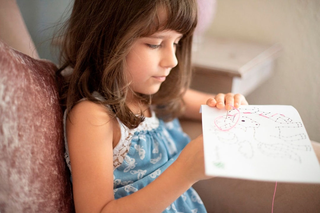 First Sewing Kit for Kids With Cardboard Sewing Cards. Craft Kit for ...