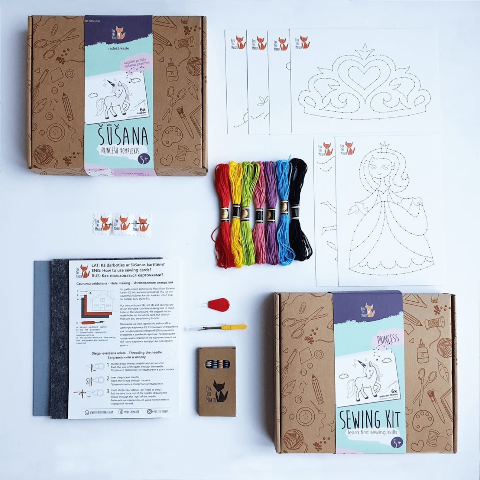 First Sewing Kit for Girls With Cardboard Sewing Cards. Craft Kit for ...