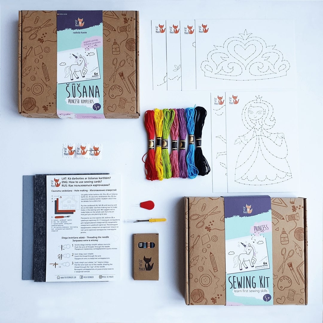 First Sewing Kit for Girls With PRINCESS Sewing Cards, Craft Kit for ...