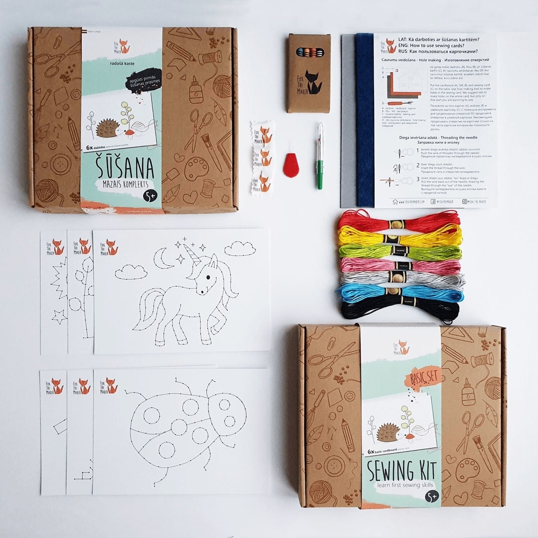 First Sewing Kit for Kids With Cardboard Sewing Cards, Craft Kit for ...