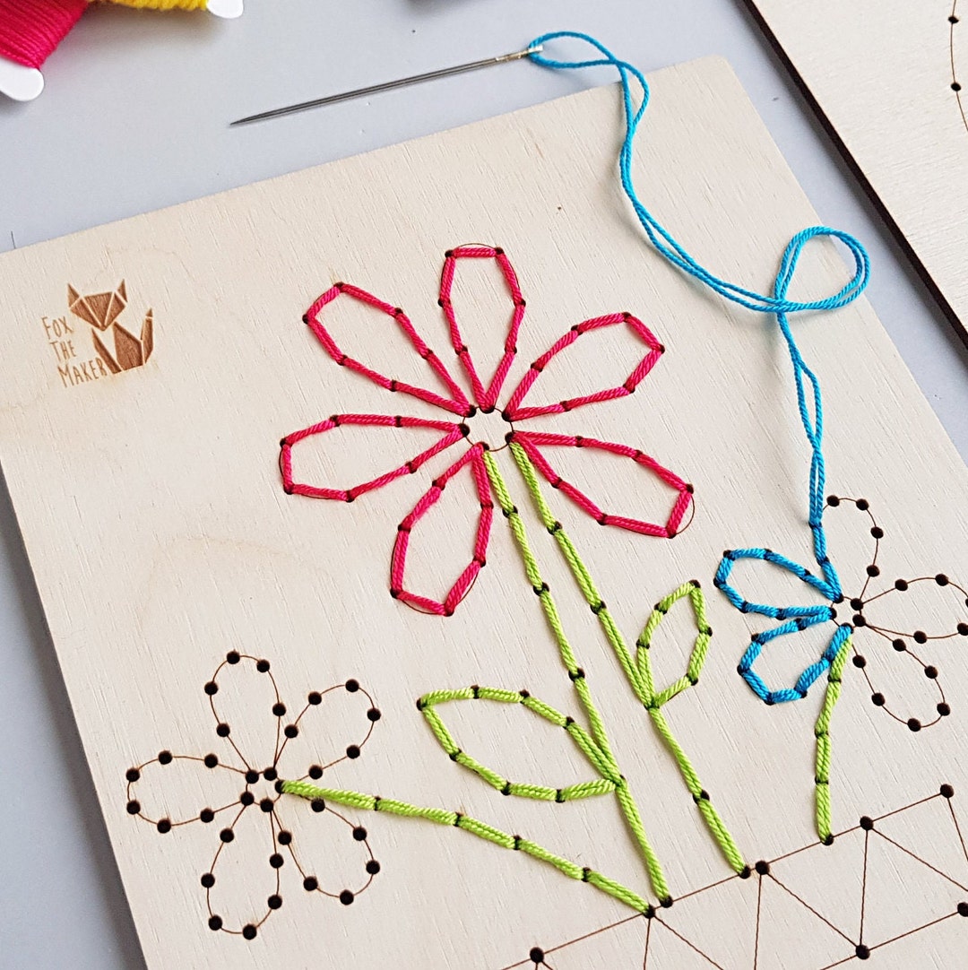 Kids Sewing Kit With Wooden Sewing Card for Children First Sewing ...