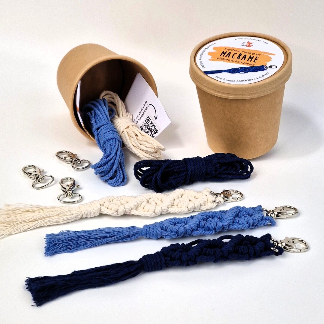 Complete DIY Macrame Keychain Craft Kit. Make Your Own Keychain Macrame ...