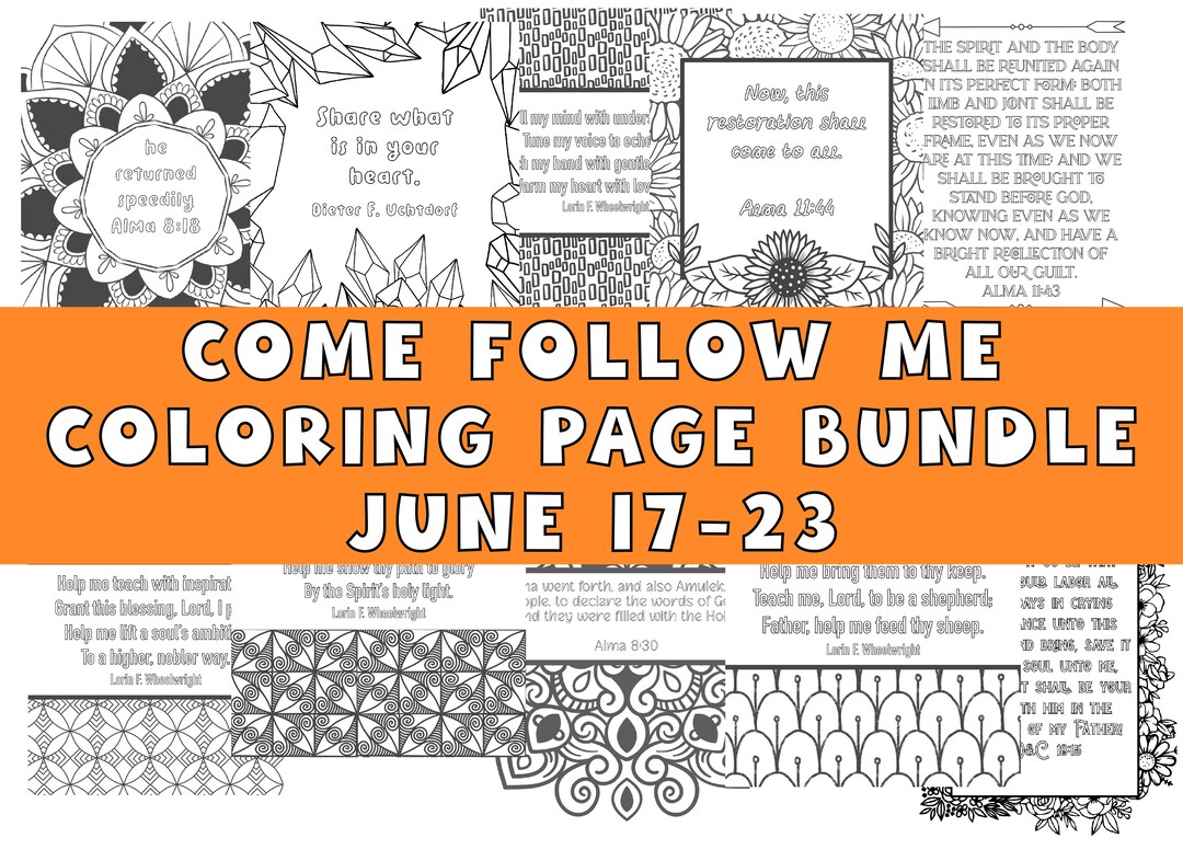 June 17-23 Come Follow Me Coloring Page Bundle - Etsy
