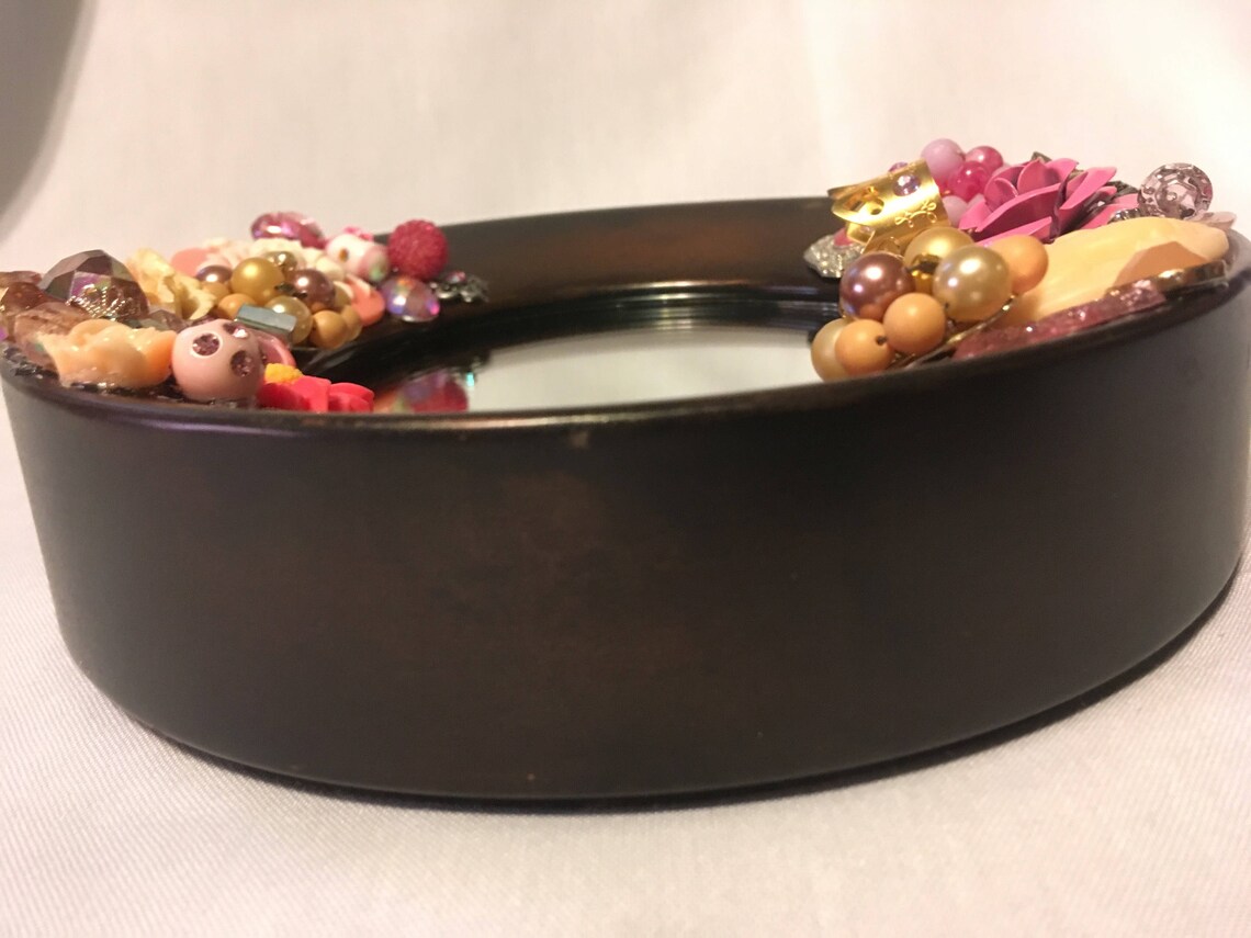 Round Victorian Style Mirror Bejeweled Mirror Vintage Motif | Etsy