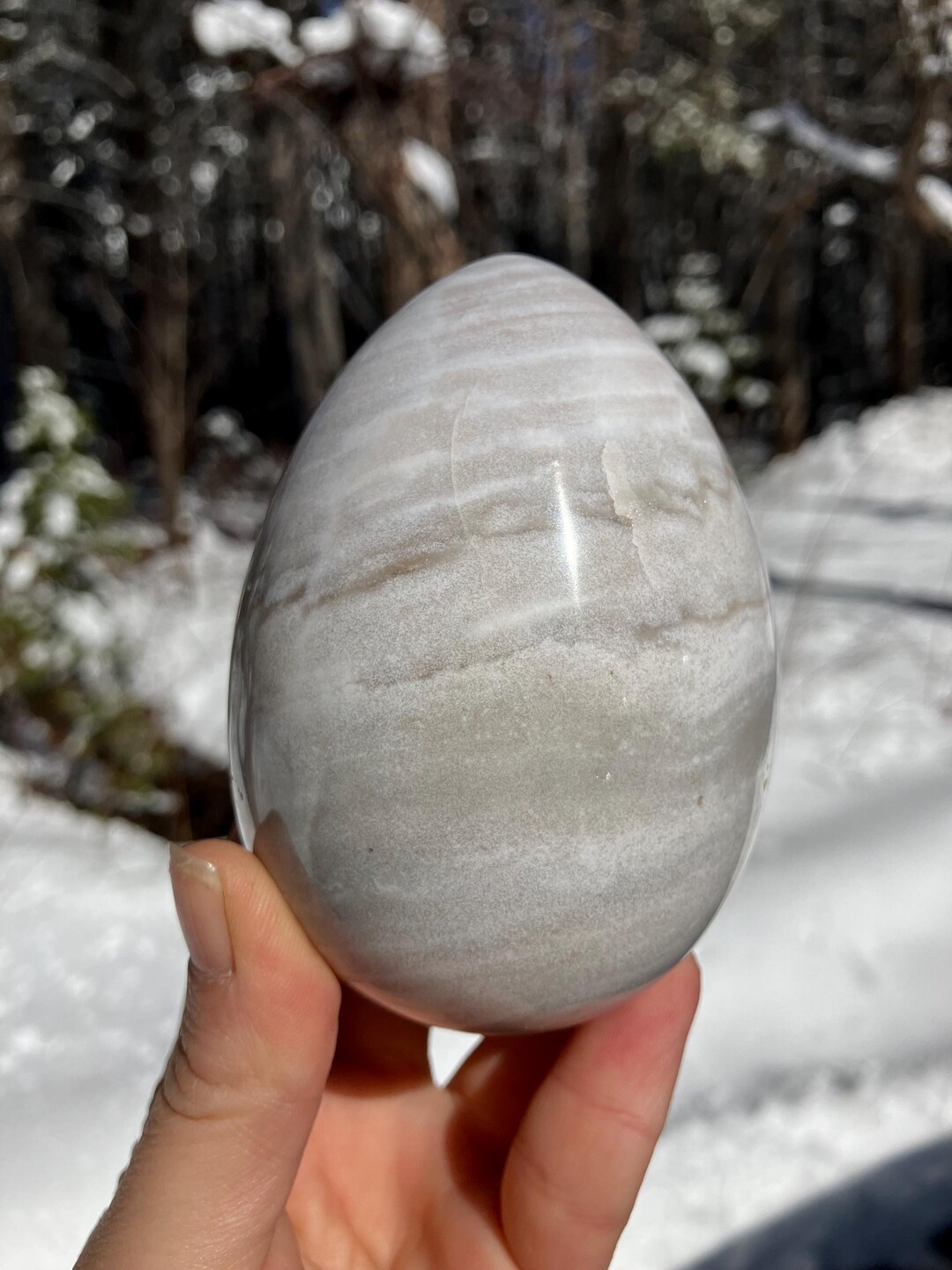 Striped Calcite Egg, Large Stone Egg, Unique Stone, Rocks and Minerals ...