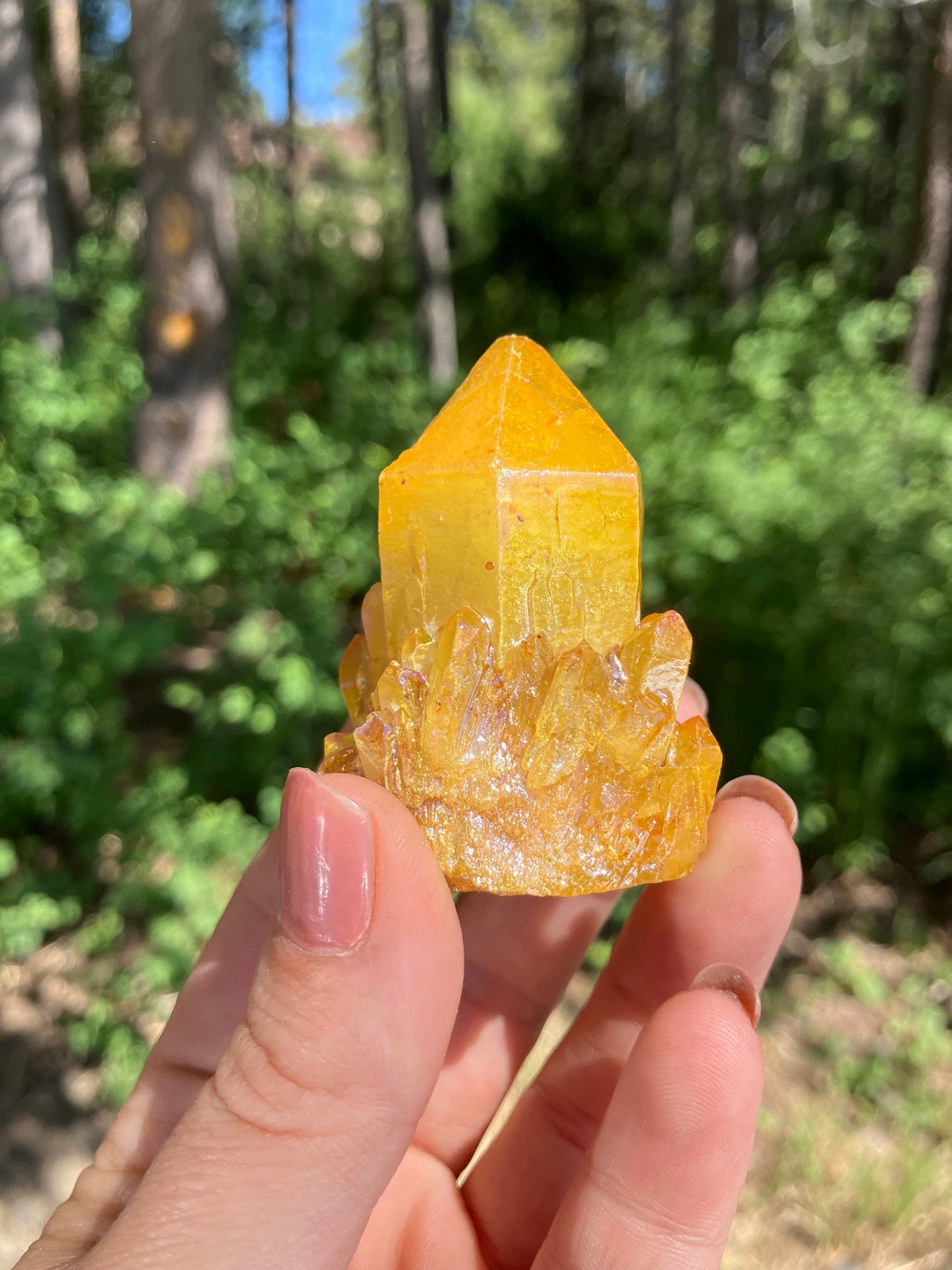 Yellow Aura Quartz, Large Colored Crystal, Crystals, Rocks and Crystals ...