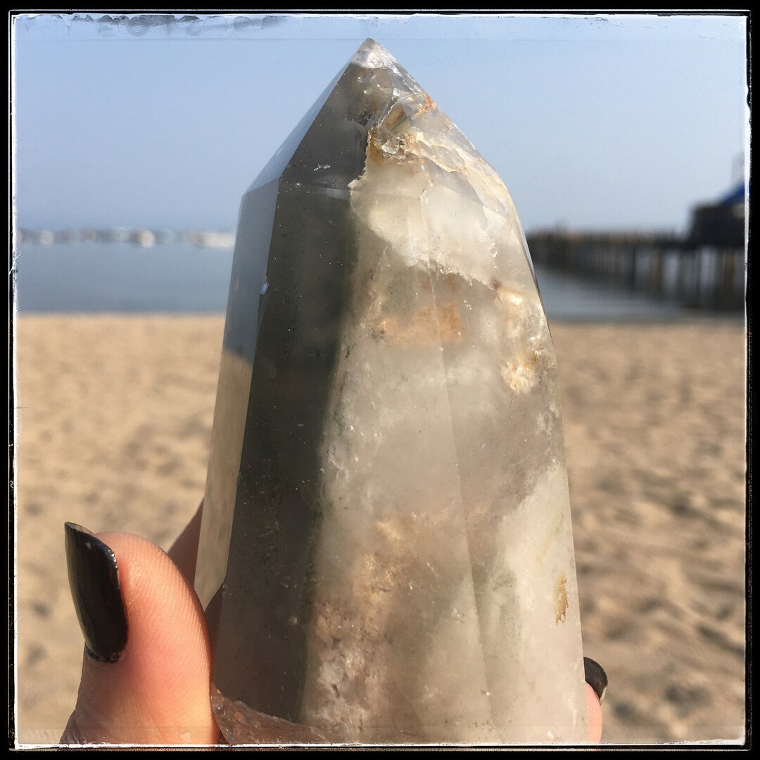 Garden Quartz Crystal, Large Stone Wand, Lodolite, Rocks and Minerals ...