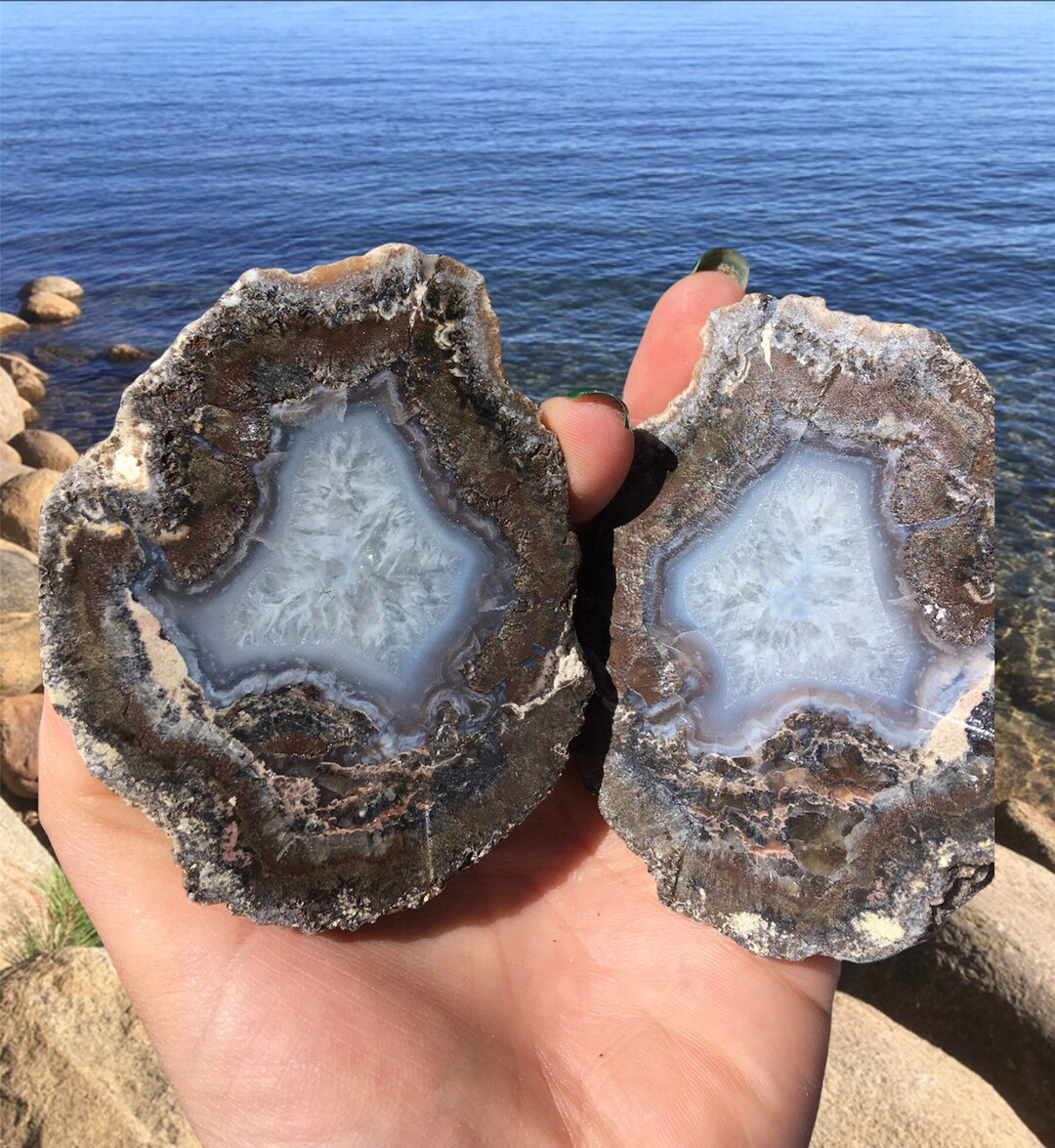 Los Choyas Coconut Geode Pair, Semi Polished Crystal Geode - Etsy