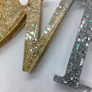 Gold and Silver Love Sign Resin Art Glitter Decor LOVE | Etsy