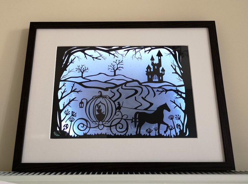 Cinderella Lightbox Paper Cutting Shadowbox Disney - Etsy