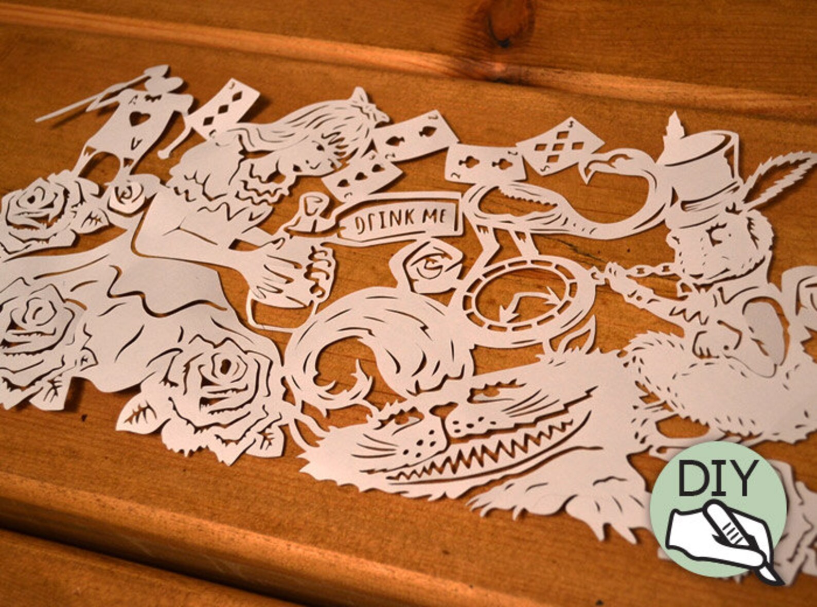 Papercut Template 'alice in Wonderland Drink Me' PDF PNG for ...