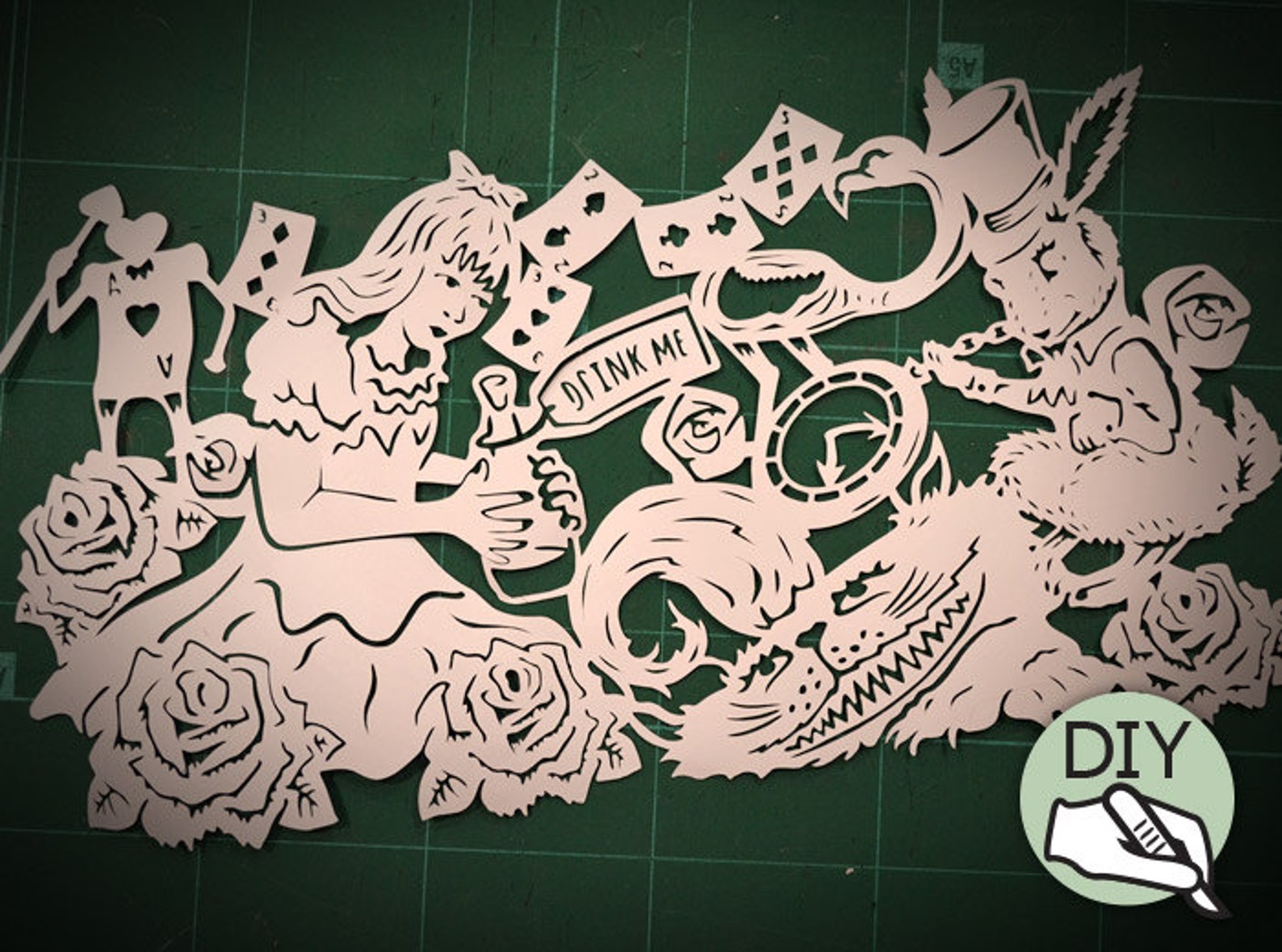 Papercut Template 'alice in Wonderland Drink Me' PDF PNG for ...