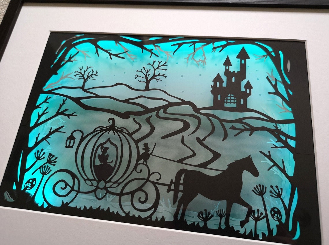 Cinderella Lightbox Paper Cutting Shadowbox Disney - Etsy