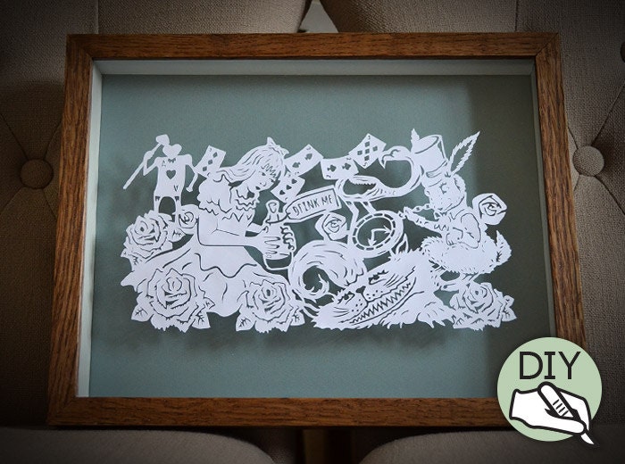 Papercut Template 'alice in Wonderland Drink Me' PDF PNG for ...