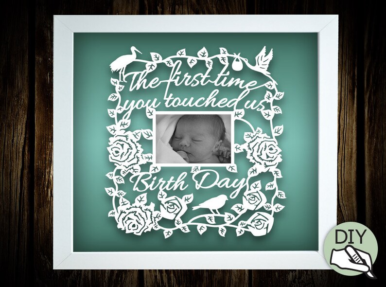 New Born Baby Picture Frame Papercut Template PDF PNG for Handcutting ...