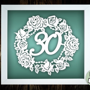 30th Birthday Papercut Template Poster Commercial License PDF PNG SVG ...