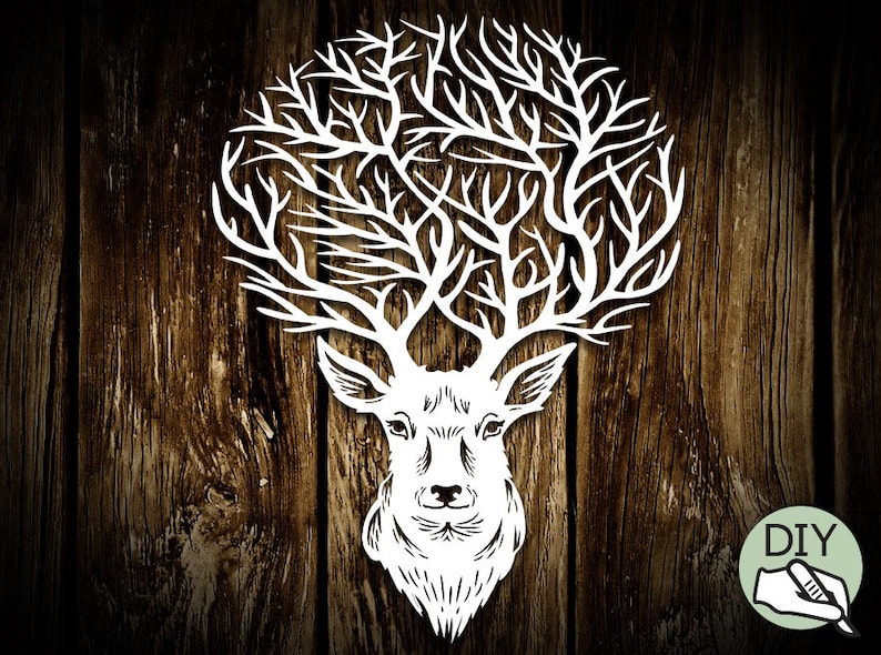 Reindeer Stag Papercut Template PDF PNG for Handcutting & SVG - Etsy UK