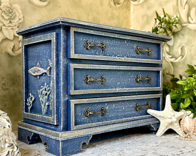 Nautical Jewelry Box, Musical Vintage Solid Wood, Upcycled Gift, One of ...