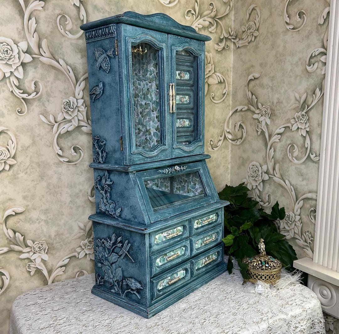 Extra Large Jewelry Armoire, Solid Wood Chest of Drawers, Ring Holder ...