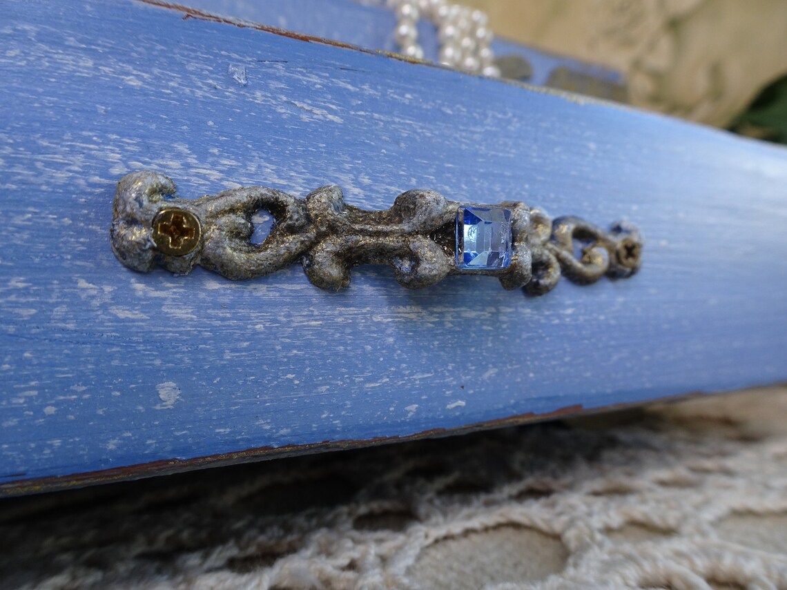 Vintage Blue Jewelry Box Refinished Shabby Cottage Chic | Etsy