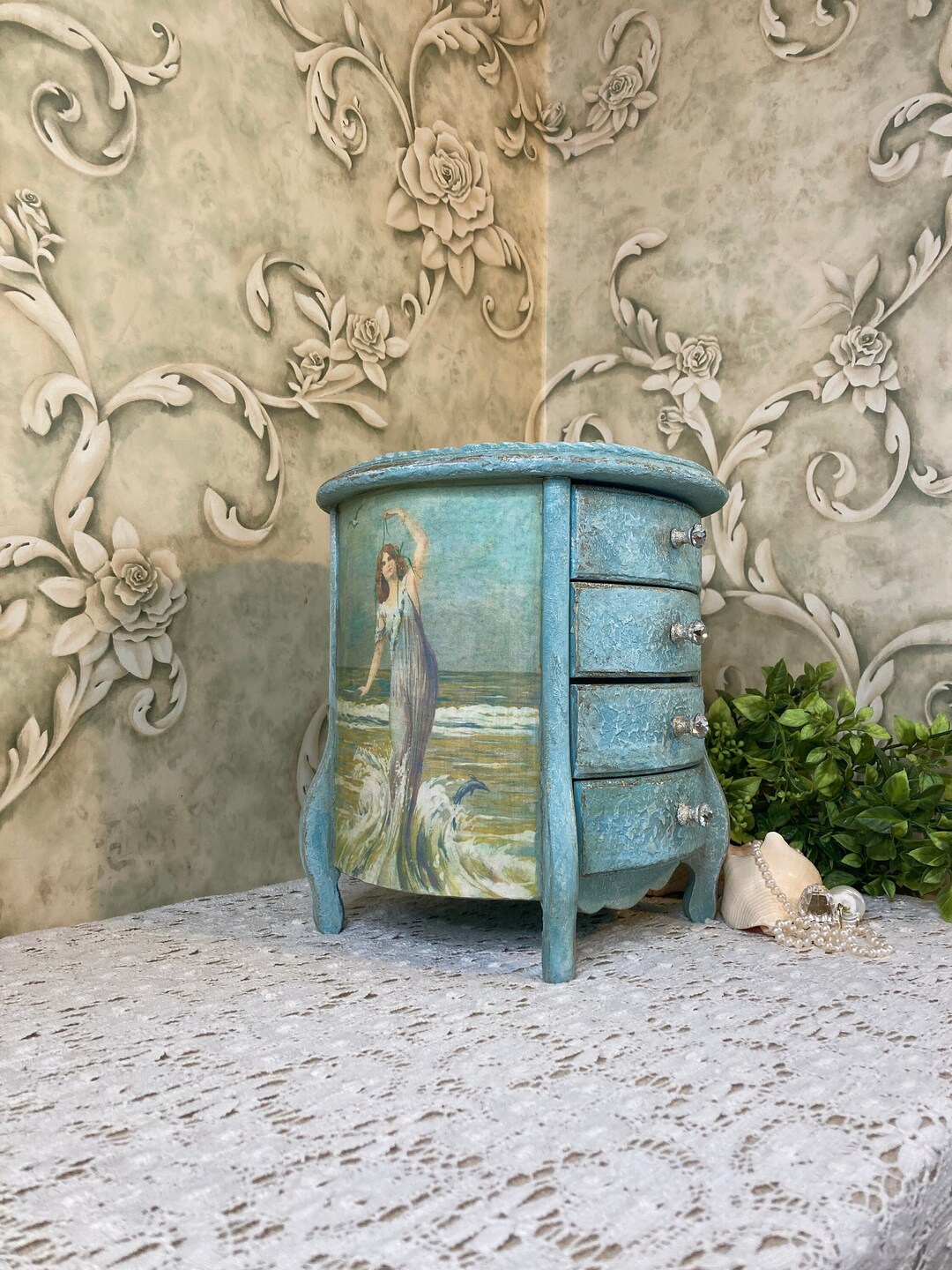 Beach Theme Jewelry Box, Ocean Nautical Gift, Ladies Mermaid Gift ...