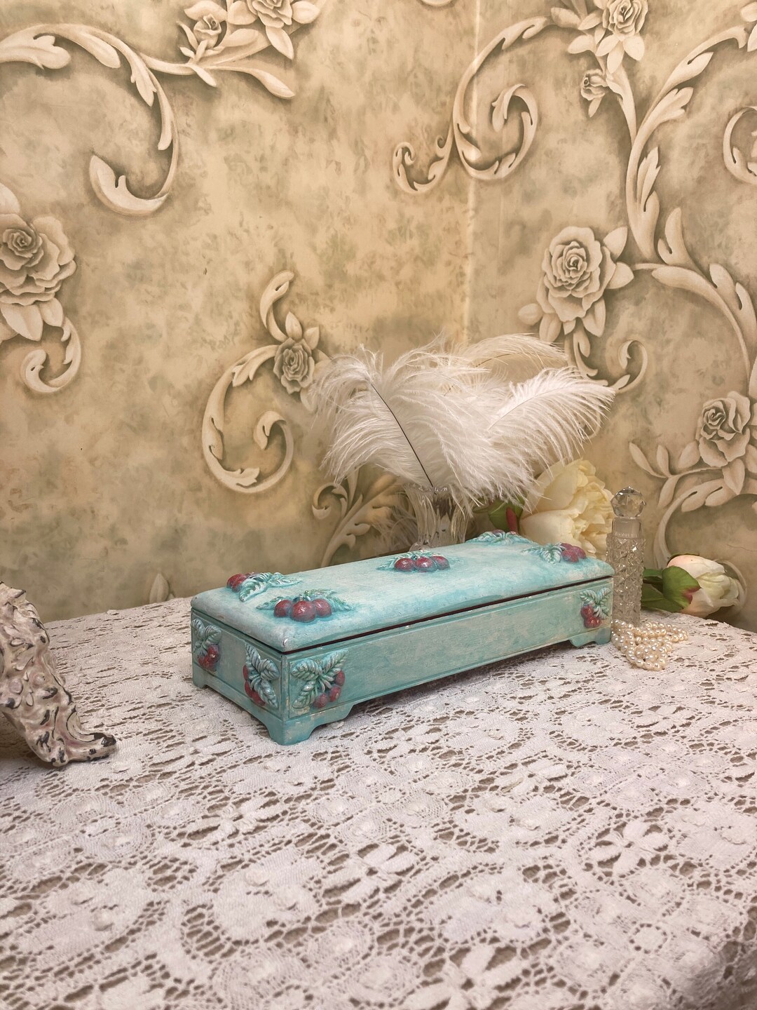 Vintage Godinger Jewelry Box Hand Painted Over Silver - Etsy