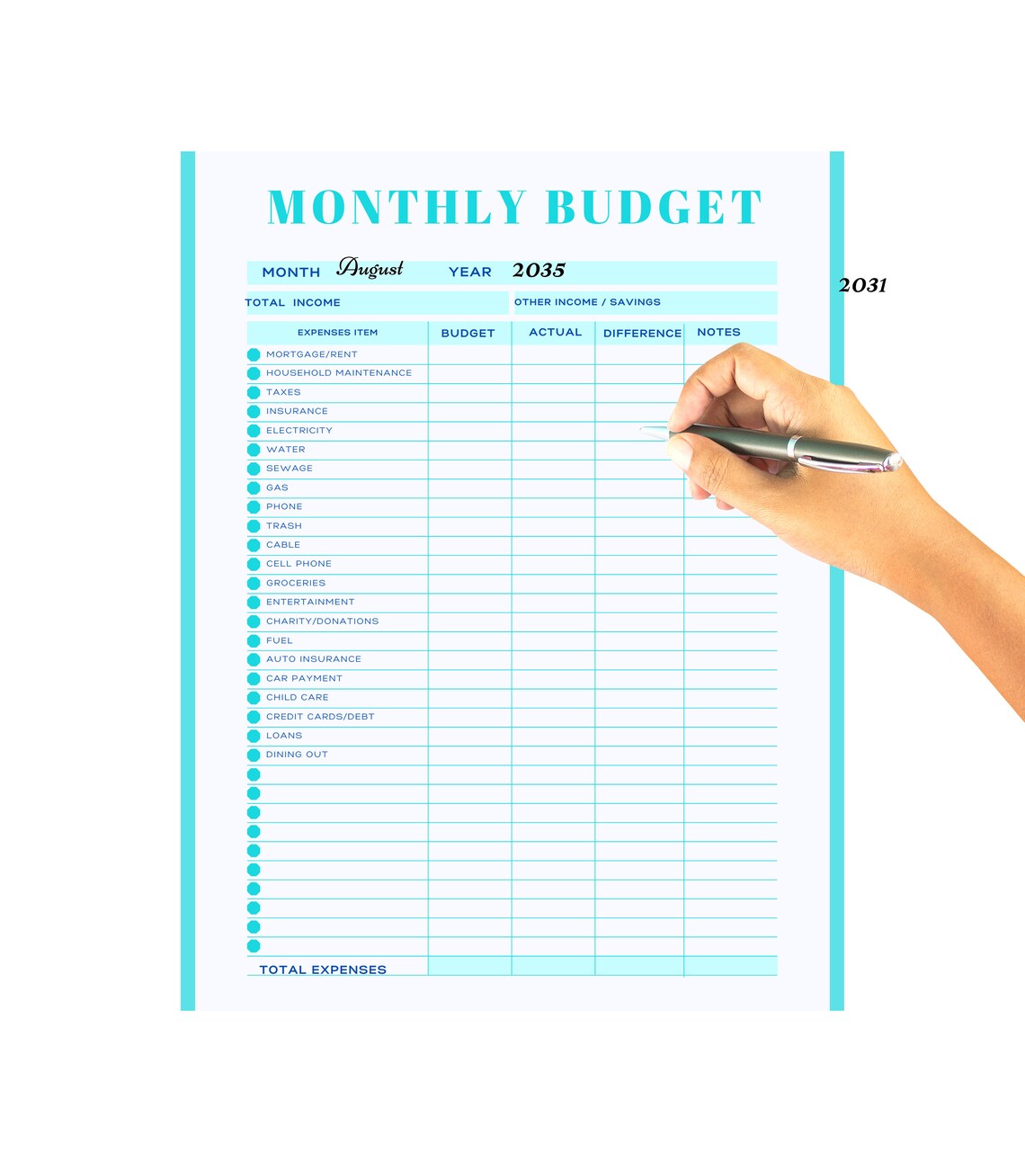Monthly Budget Planner | Financial Tracker (PDF Download) - Etsy