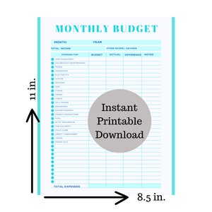 Monthly Budget Planner Printable | Financial Journal | Monthly Budget ...