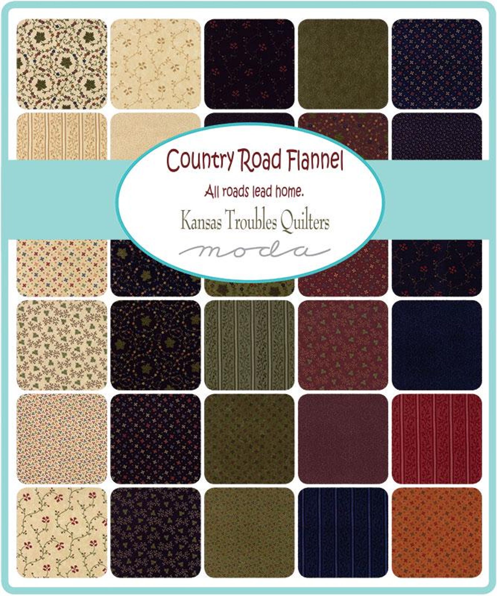 Country Road Flannel Layer Cake by Kansas Troubles for Moda Fabrics - Etsy