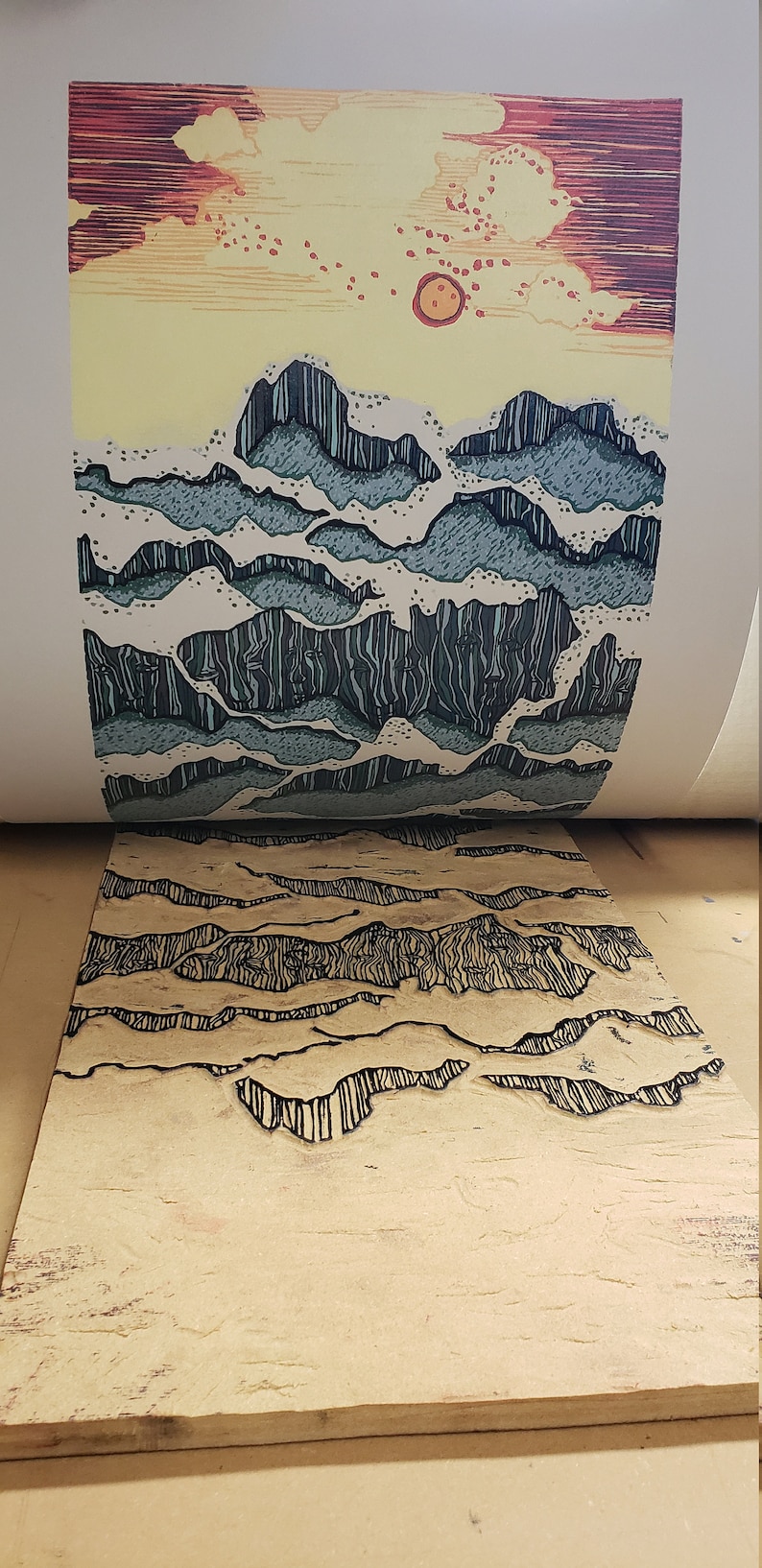Earth, Original Woodcut Reduction Print - Etsy